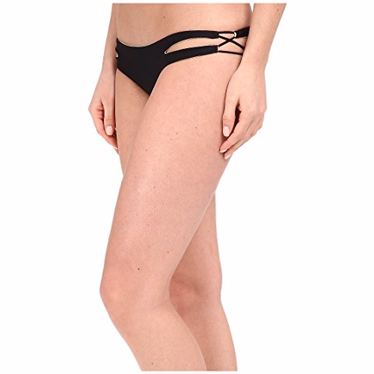 Luli Fama Women's Cosita Buena Reversible Zig Zag Open Side Bikini Bottom, Black, Large