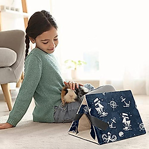 enheng Small Pet Hideout Nautical Sailing Ship Navigational Compass Wheel Octopus Lobster Swordfish Hamster House Guinea Pig Playhouse for Dwarf Rabbits Hedgehogs Chinchillas