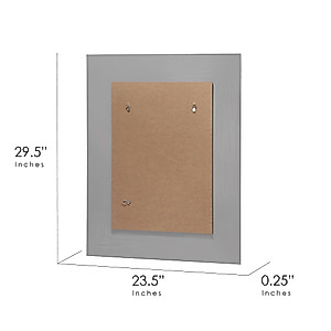 Head West Frameless Reeded Glass Print Gray Modern Wall Mirror - Bathroom Vanity Mirror Decoration with D-Ring Hangers for Vertical & Horizontal Mounting - 24" x 30"