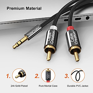 CableCreation 3.5ft 3.5mm to RCA Cable, Stereo Y Splitter Cord for Echo Dot, Smartphone, MP3, Tablet, Speaker, HDTV