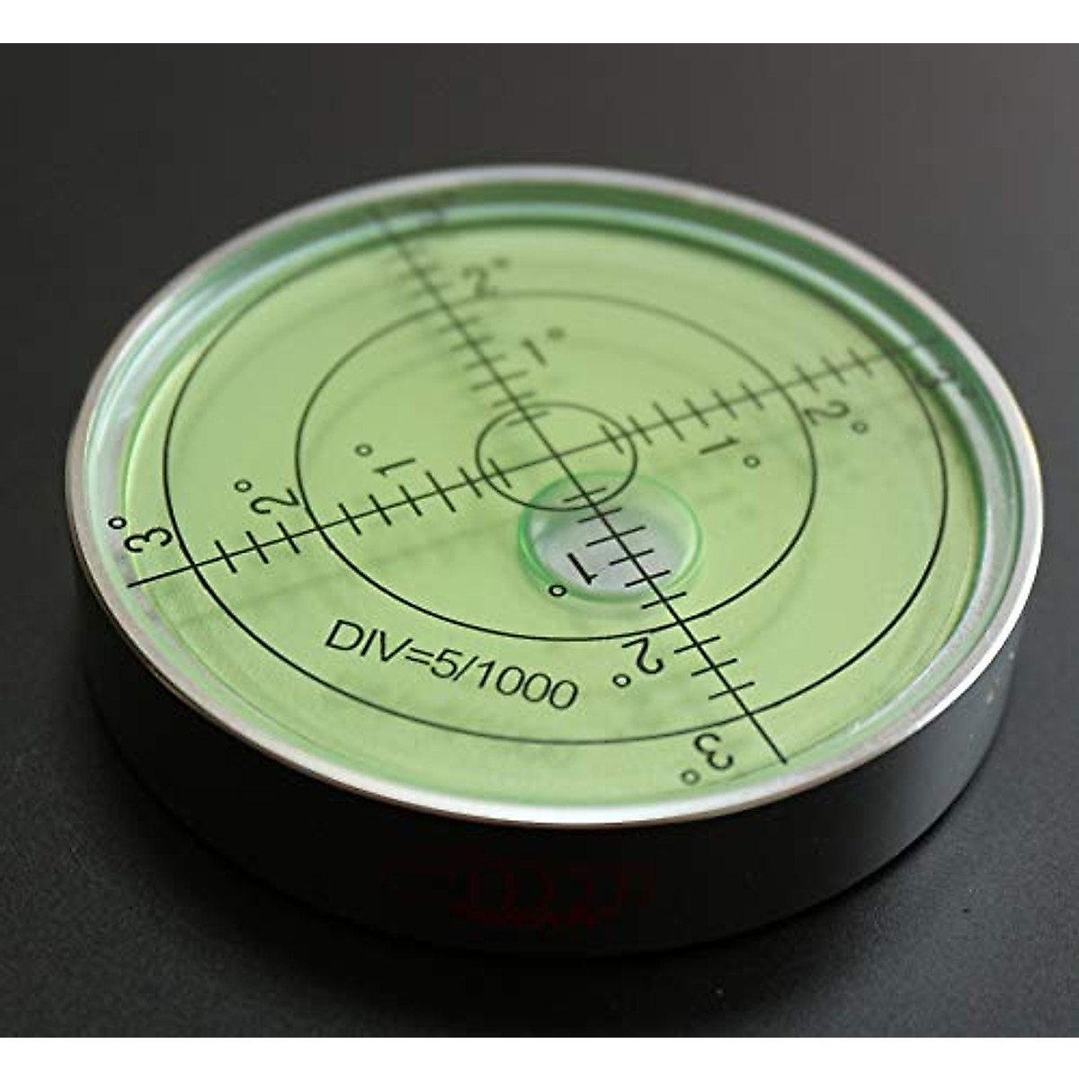 Magnetic Metal Large Spirit Bubble Level 60mm Diameter, 2 23/64, Degrees, Circular, Surface Level - Metal Housing, Bulls Eye Bullseye Vial Round, Green/Silver