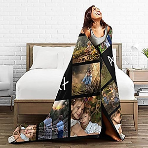Custom Blanket Personalized Blanket with Photos Text Customized Picture Throw Blanket for Adult Dad, Mom, Kids, Dogs, Friends, Birthday Christmas Halloween Valentines Day Gift, 10 Photos Collage