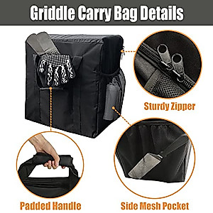 Griddle Cover and Carry Bag for Blackstone 17 Inch Griddle, Water Resistant 600D Polyester Heavy Duty Flat top 17" Gas Grill BBQ Cover Accessory Exclusively Fits 17" Griddle Cooking Station with Hood