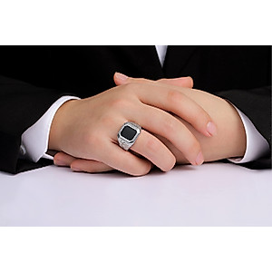 Rylos Designer Nugget Ring With Diamonds and Black Onyx Set in Sterling Silver Size 8