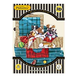 Santoro Pirouette, 3D Pop Up Greeting Card - Puppies In A Basket - Dog And Puppy Birthday Card For Her, Him, Kids, Daughter, Son