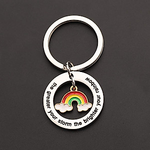 CHOORO The Greater Your Storm The Brighter Your Rainbow Encouragement Keychain Keep Going Gift (Key Chain)
