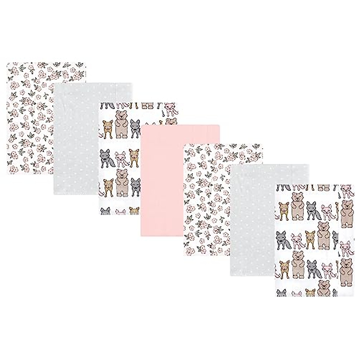 Hudson Baby Unisex Baby Cotton Flannel Burp Cloths 7-Pack, Wild Forest Pink, One Size