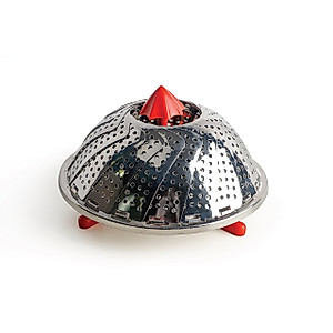 RSVP International Endurance Kitchen Collection Expandable Vegetable Steamer, 12-inch, Silicone Feet, Stainless Steel