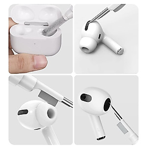 [3 in 1] Compatible for Google Pixel Buds Pro 2022 Cases with Cleaning Kit, Front LED Visible PU Leather Protective Cover Skin with Keychain for Man Women