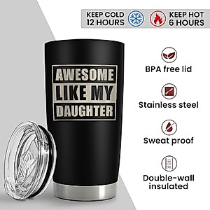 SANDJEST Gift from Daughter to Dad - 20oz Tumbler with Lid for Father - Insulated Stainless Steel Mug - Funny Coffee Mug for Outdoor Travel Sport Office, Gifts for Birthday Father’s Day