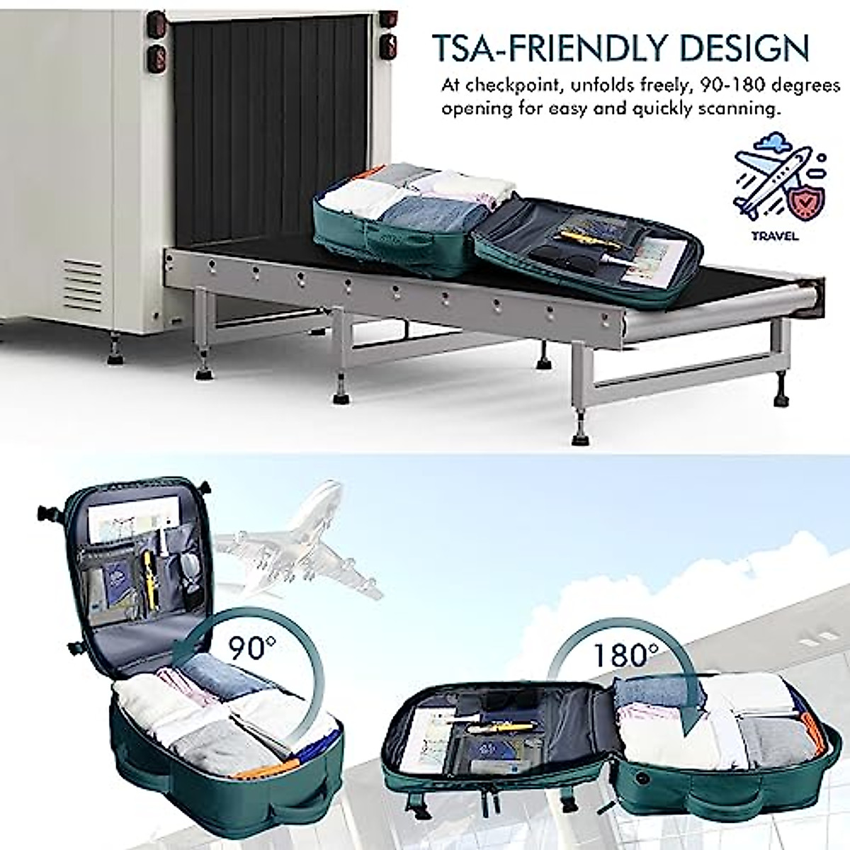 Beraliy Large Travel Backpack, Flight Approved Personal Item Bag, 17 Inch Laptop Backpack, 40L Carry On Luggage Daypack, Business Weekender Overnight Bag, Peacock Blue