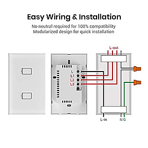 BroadLink Smart Touch Wall Light Switch, 1-Gang Single Live Wire Switch, No Neutral or Capacitor Required, Glass Panel, Works with Alexa, Google Home and IFTTT, Hub Required (with Hub)