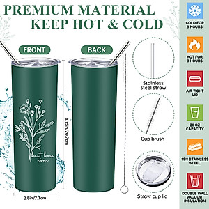 Funnymoom 6 Pcs Boss Day Gift Set Lady Appreciation Day Thank You Gifts for Women 20 oz Aesthetic Boho Flower Sign Tumbler Tote Bag Makeup Bag A6 Notepad with 3 Ballpoints Best Boss Ever Gift (Green)