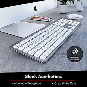 Macally Wired Keyboard for Mac - Compatible Apple Keyboard with USB Ports for Mouse - Full-Size Mac Keyboard with Number Pad - Plug & Play Keyboard for MacBook Pro/Air, iMac - Aluminum Frame