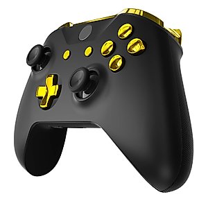 eXtremeRate LB RB LT RT Bumpers Triggers D-Pad ABXY Start Back Sync Buttons, Chrome Gold Full Set Buttons Repair Kits with Tools for Xbox One S & Xbox One X Controller (Model 1708)