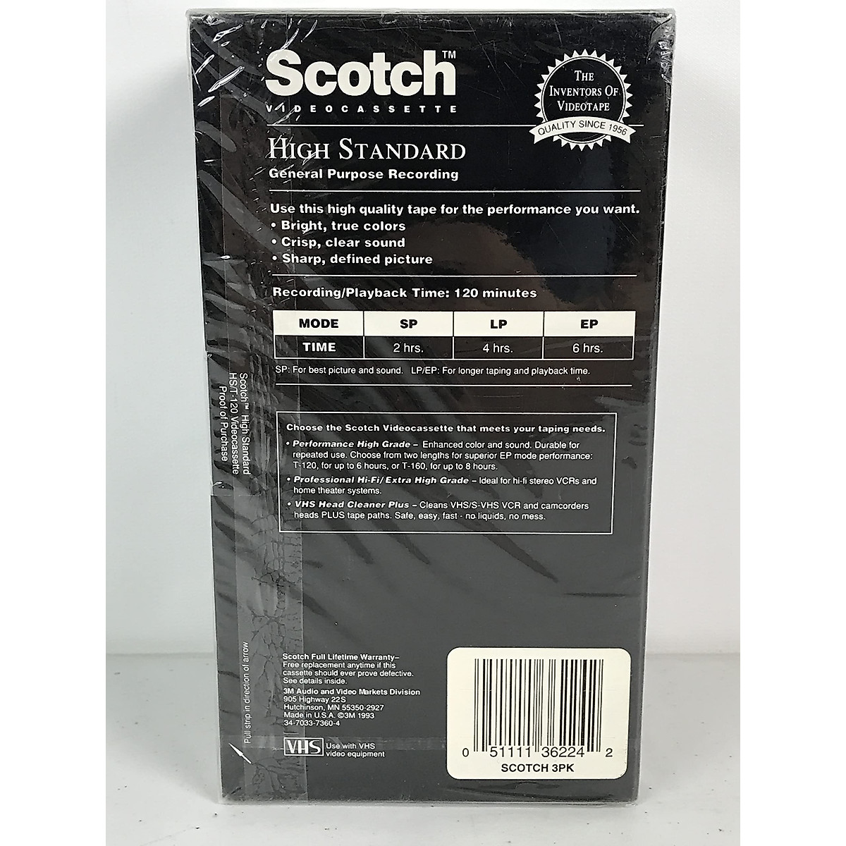 Scotch High Standard T-120 Bundle of 3 Blank Vhs High Standard