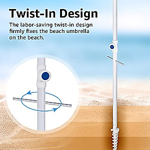 Lurasel Beach Umbrella 6.5ft UV 50+ Outdoor Portable Sunshade Umbrella with Sand Anchor,Tilt Mechanism and Carry Bag for Garden Beach Outdoor, Blue