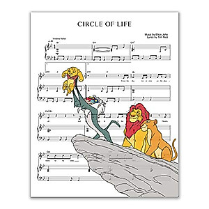 Lion King Song Photos - Set of 4 (8 inches x 10 inches) Music Sheet Poster Prints - Simba Nala Pumbaa Timon
