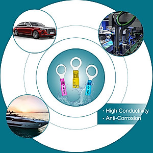 120 PCS Heat Shrink Wire Connectors, 22 20 18 16 AWG Ring Terminals, 22 20 18 16 Gauge Automotive Marine Ring Connectors by Housun