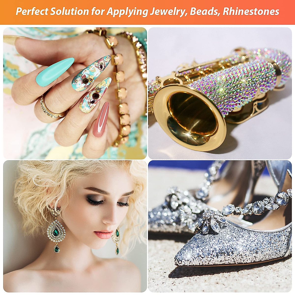 B7000 Glue Clear with Precision Tips, 5 PCS Jewelry Bead B-7000 Glue for Diamond Jewelry Rhinestone Applicator Tools Set Fabric Glue Strength Adhesive for Nail Art DIY Crafts Clothes Shoes Bags