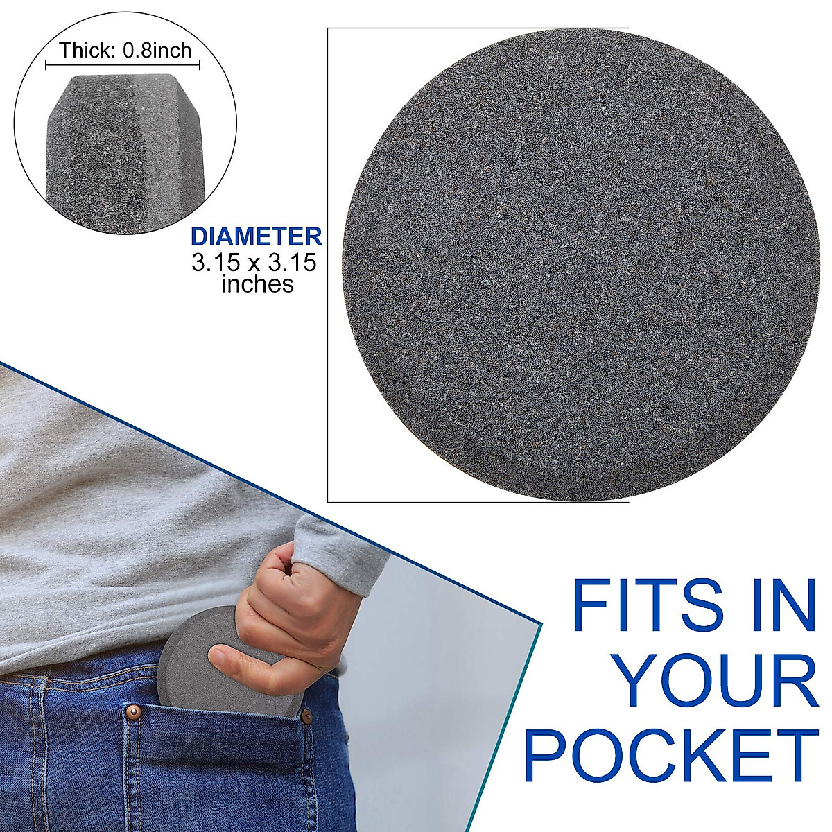 Axe Sharpener Sharpening Dual Grit Multipurpose Sharpener Puck Tool Sharpener Stone Whetstone with Flannel Bag for Hatchet Garden Tools, 240 Grits and 400 Grits(3 Pieces)