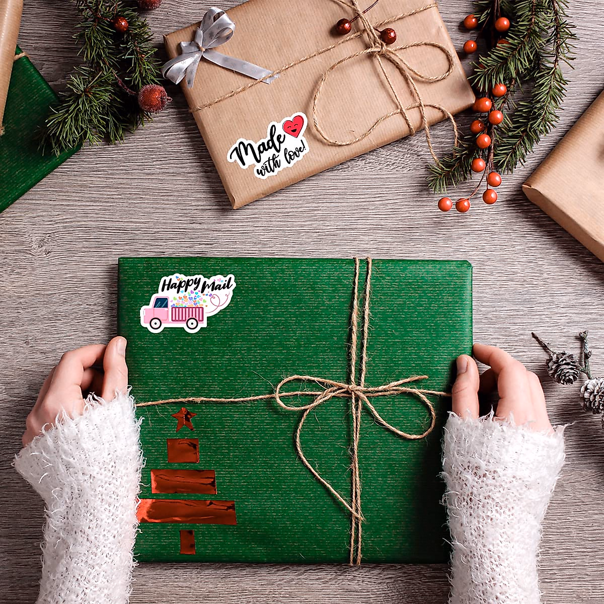 Muminglong Thank You Sticker, Small Business, Handmade Sticker, 500 PCS (Happy Mail Truck, Yellow, Cartoon Truck Style)