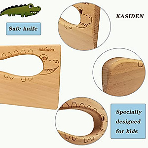 Kasiden Wooden Kids Knife for Cooking,6 Pieces Kid Safe Knives,Serrated Edges Toddler Knife,Potato Slicers Cooking Knives,Kitchen Toy,Chopper,Vegetable and Fruit Cutter (Over 3 Years Old)