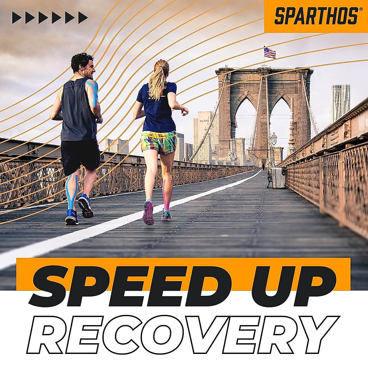 Sparthos Kinesiology Tape [Sunny Yellow - 16.4ft Uncut Roll] x Ice Packs for Injuries [Size Medium + Cover]