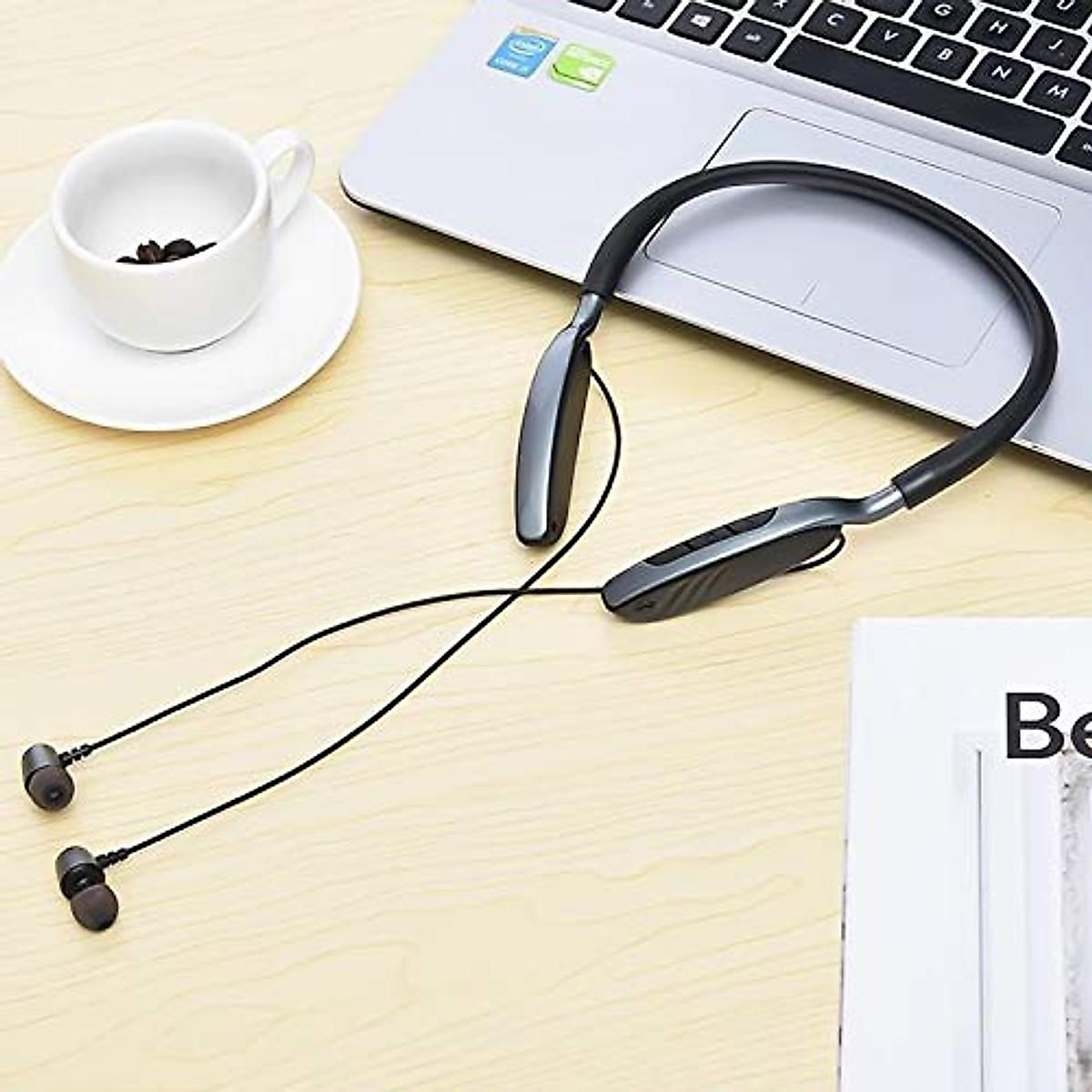 Heave Wireless Earphones,Bluetooth Headphones Neckband in Ear Magnetic Earbuds,Sweatproof Headphones with Mic,48 Hours Standby Time for Home Office Grey
