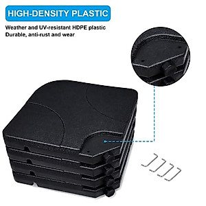 Simple Deluxe 4PCS Cantilever Offset Patio Umbrella Base Square Stands, 176LB Square Shaped Water or 132LB Sand Filled Umbrella Base with U Locking, Black