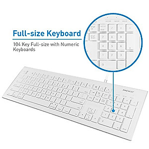 Macally 104 Key USB Wired Keyboard and Mouse Combo with Apple Shortcut Keys for Mac, iMac, Macbook, and Windows PC (MKEYECOMBO), White