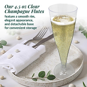 Reli. (100 Bulk Pack Plastic Champagne Flutes 4.5 Oz, Clear | Plastic Champagne Glasses/Flutes | Disposable, BPA-Free,Shatterproof Cups| Perfect for Mimosa/Cocktail, Wedding/Party Toasting, Champagne