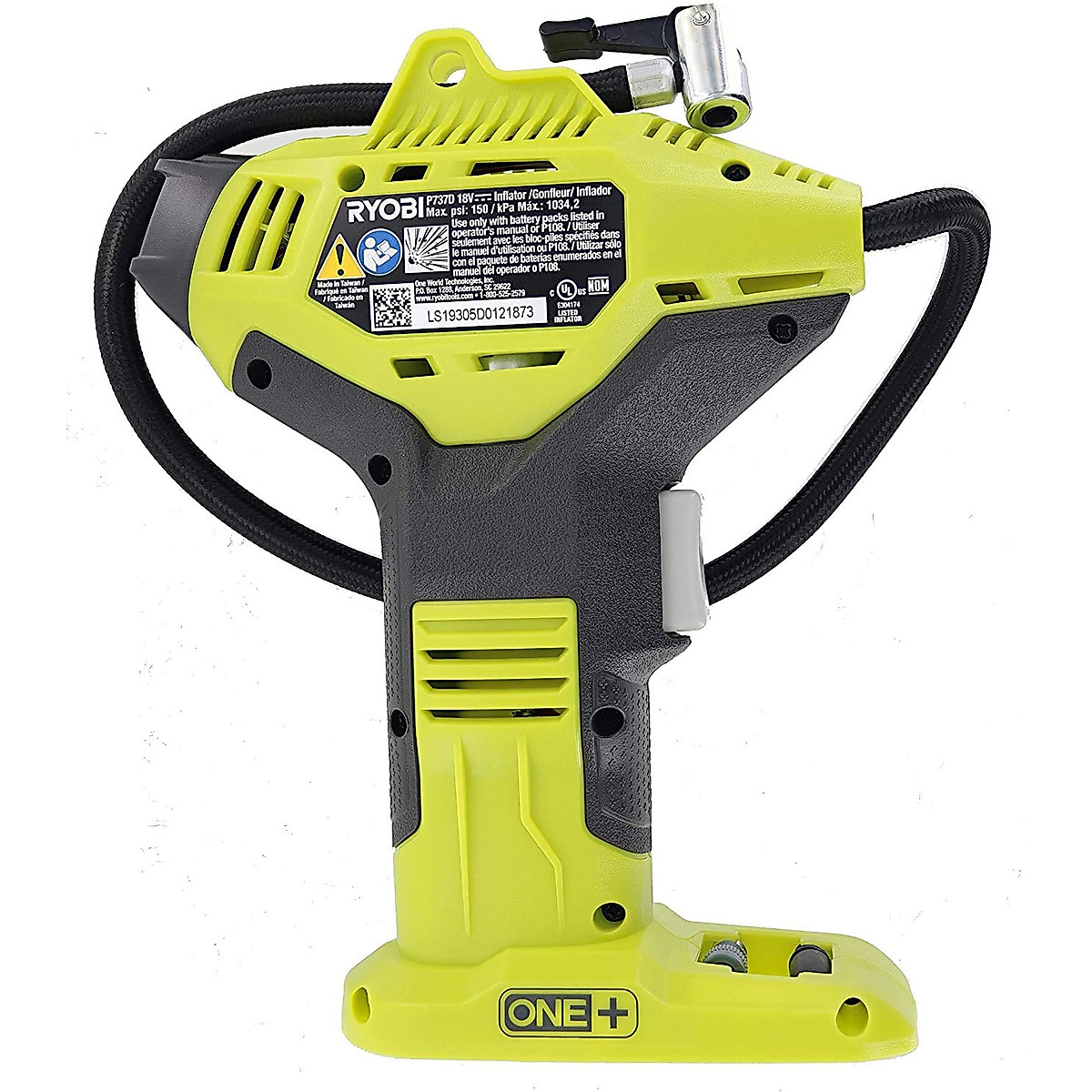 Ryobi Portable Power Inflator for Tires, 18-Volt Cordless [P737D] (Battery and Charger Not Included, Power Tool Only) (Renewed)