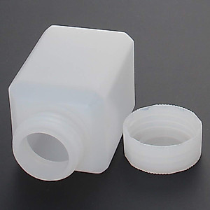 Bettomshin 3Pcs Wide Mouth Reagent Bottles, 74x20mm/2.91x0.79"(HxID)60ml PE Plastic Empty Liquid Sealing Bottle, Square Light Mouth Container Lab Solid Sample Storage White Translucent with Screw Cap