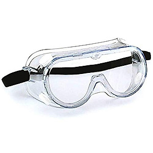 grinderPUNCH Protective Clear Safety Goggles with Vents, Lightweight and Adjustable Elastic Strap