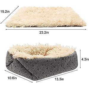 PUPTECK Furry Self Warming Cat Bed Mat - Foldable Convertible Thermal Cat Sleeping Bag Pad, Comfy Pet Heated Nest Mat Anti-Slip for Cat & Puppy