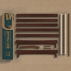 Bme Caden 15'' Bed Frame with Adjustable Headboard - Mid Century, Retro Style with Acacia Wood - No Box Spring Needed - Wood Slat Support - Easy Assembly - Walnut, King (U.S. Standard)