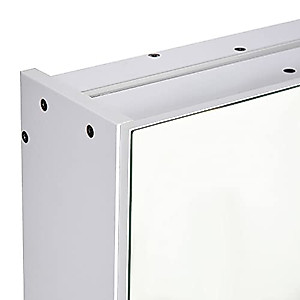 kleankin LED Medicine Cabinet, 35.5 x 29.5 Wall-Mounted Bathroom Vanity Mirror Organizer with Dimmer Touch Switch, Three Doors, and USB Charged, White