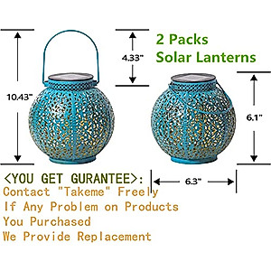 Solar Lantern Outdoor Lights Waterproof Garden Hanging Lights for Patio,Outside Valentine's Day Gift Birthday Gifts Mother's Day Gifts [Set of 2]