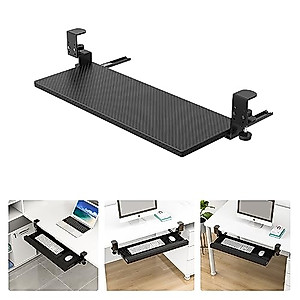 alfd suoke Keyboard Tray Under Desk, Pull out Keyboard & Mouse Tray with Sturdy C-Clamp, Slide Out Keyboard Platform, Adjustable Height Keyboard Drawer, 29.5'' x 9.4''