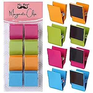 Mr. Pen- Magnetic Clips, 8 pcs, Assorted Color, 1.2”, Metal Clips, Refrigerator Magnets, Clip Magnets, Magnet clips, Fridge Magnet Clips, Magnetic Clips for Refrigerator, Magnetic Clips for Whiteboard