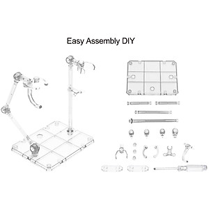 3 Pack Action Figure Stand, Transparent Assembly Action Figure Display Holder Base Model Support Stand Compatible with 6" HG/RG/SD Gundam 1/144 Toy with Screwdriver