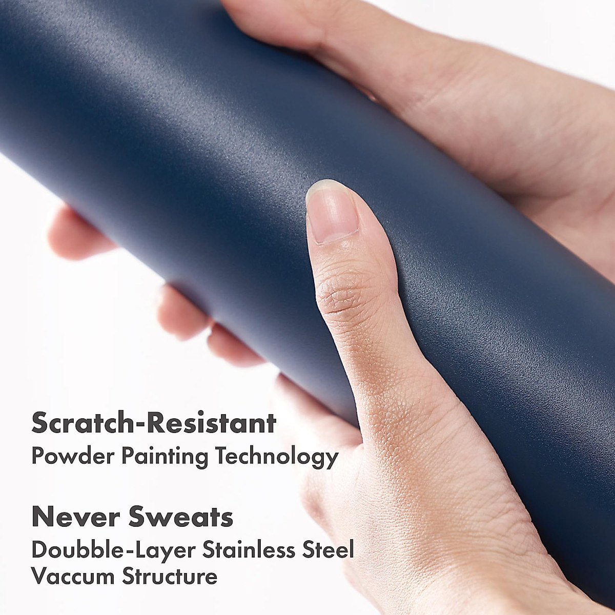 WOKY TICERA 20oz Titanium Ceramic Ultralight Push Button Commuter Bottles - Stainless Steel Vacuum Insulated Tumbler - Everyday Use (Blue)