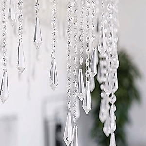 Jishi Hanging Crystals 30-Pack Centerpieces Decorations Garland Chandelier Crystal Beads Strings, Clear Acrylic Icicle Christmas Decor Clearance Tree Ornaments, Dangle Prisms Diamond Gem Jewel Strands