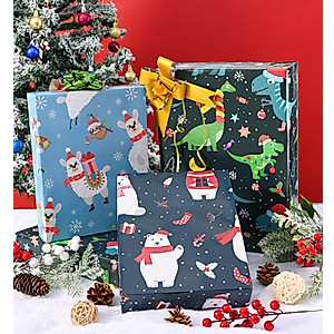 U'COVER Christmas Wrapping Paper for Kids Boys Girls 6 Large Sheet Gift Wrapping Paper for Women Men Christmas Dinosaur,Bear,Llama Sloth Xmas Holiday New Year Wrap Paper Folded Flat 27 * 37inch