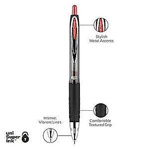 uni-ball 33952 Signo Gel 207 Roller Ball Retractable Gel Pen Red Ink Medium Dozen