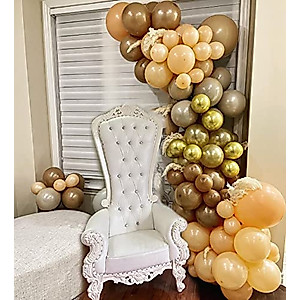 Brown and Nude Latex Balloons Set, 50 Pcs 12 Inch Tan Brown Nude White Gold Confetti Party Balloons for Birthday Baby Shower Engagement Wedding Anniversary Party Decorations