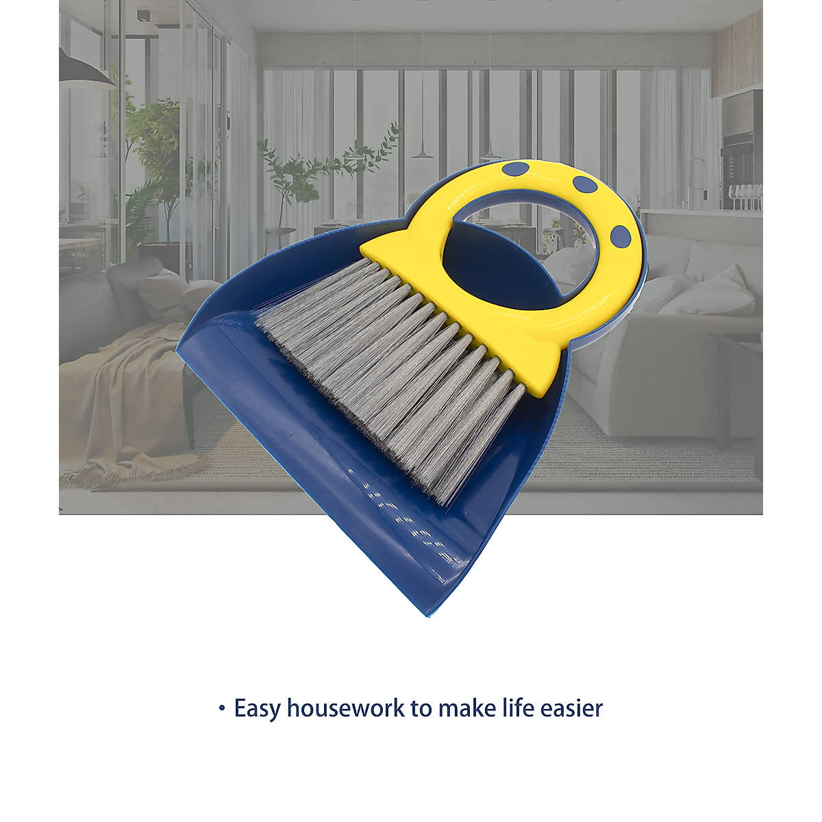 Mini Dustpan Set of Collecting Tray and Brush Small Dustpan and Brush Set(Deep Blue)
