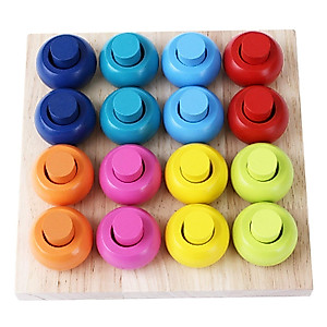 Babe Rock Wooden Color Sorting Stacking Rings Board Educational Learning Counting Toys Puzzle Games for 1 Year Old Preschool Kids Children Gift