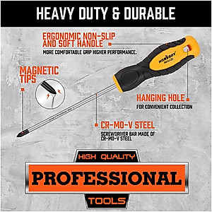 HORUSDY 58-piece Magnetic Screwdrivers Set with Case, Include Phillips, Slotted, Pozidriv, Square, Hexagon, Torx and Magnetizer demagnetizer Screwdriver Set for Tools for Men